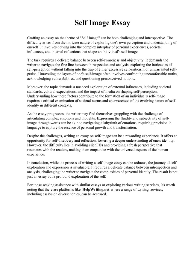 Self Image Essay. University of South Carolina | PDF