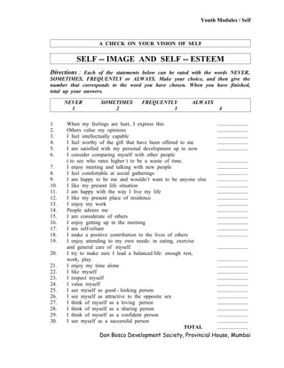 Self Image & Self Esteem | PDF