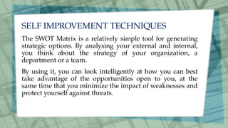 Self Improvements for College Students through SWOT Analysis | PPTX