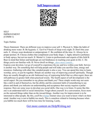 Self Improvement Essay | PDF | Educational Assessment | Education