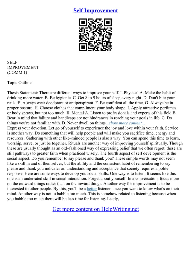 Self Improvement Essay | PDF | Educational Assessment | Education