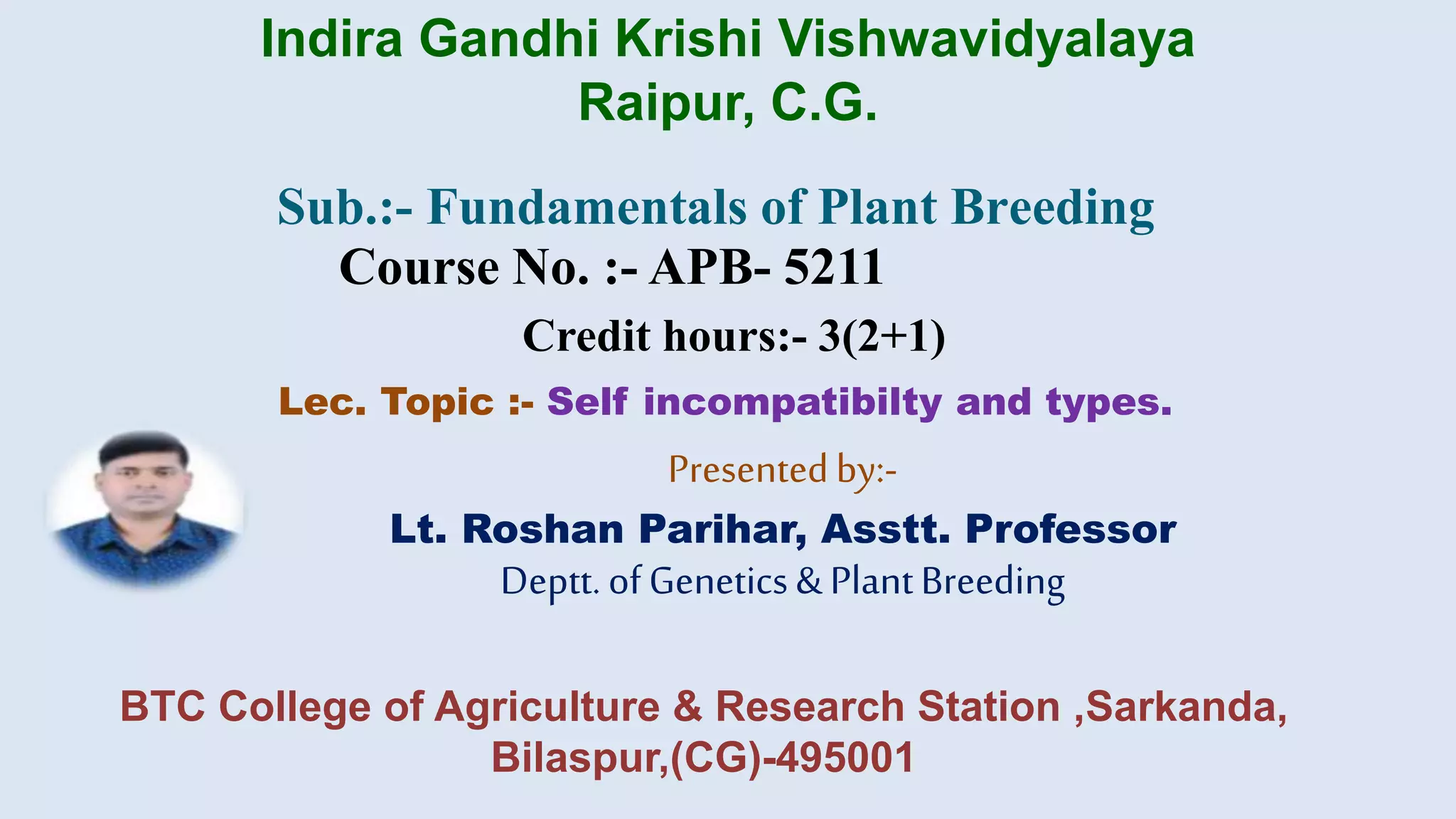 Self incompatibility in Plants | PPTX