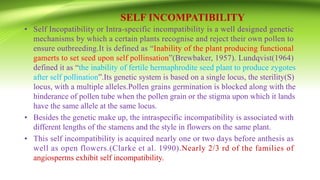 Self incompatibility in Flowers of Angiosperms | PDF