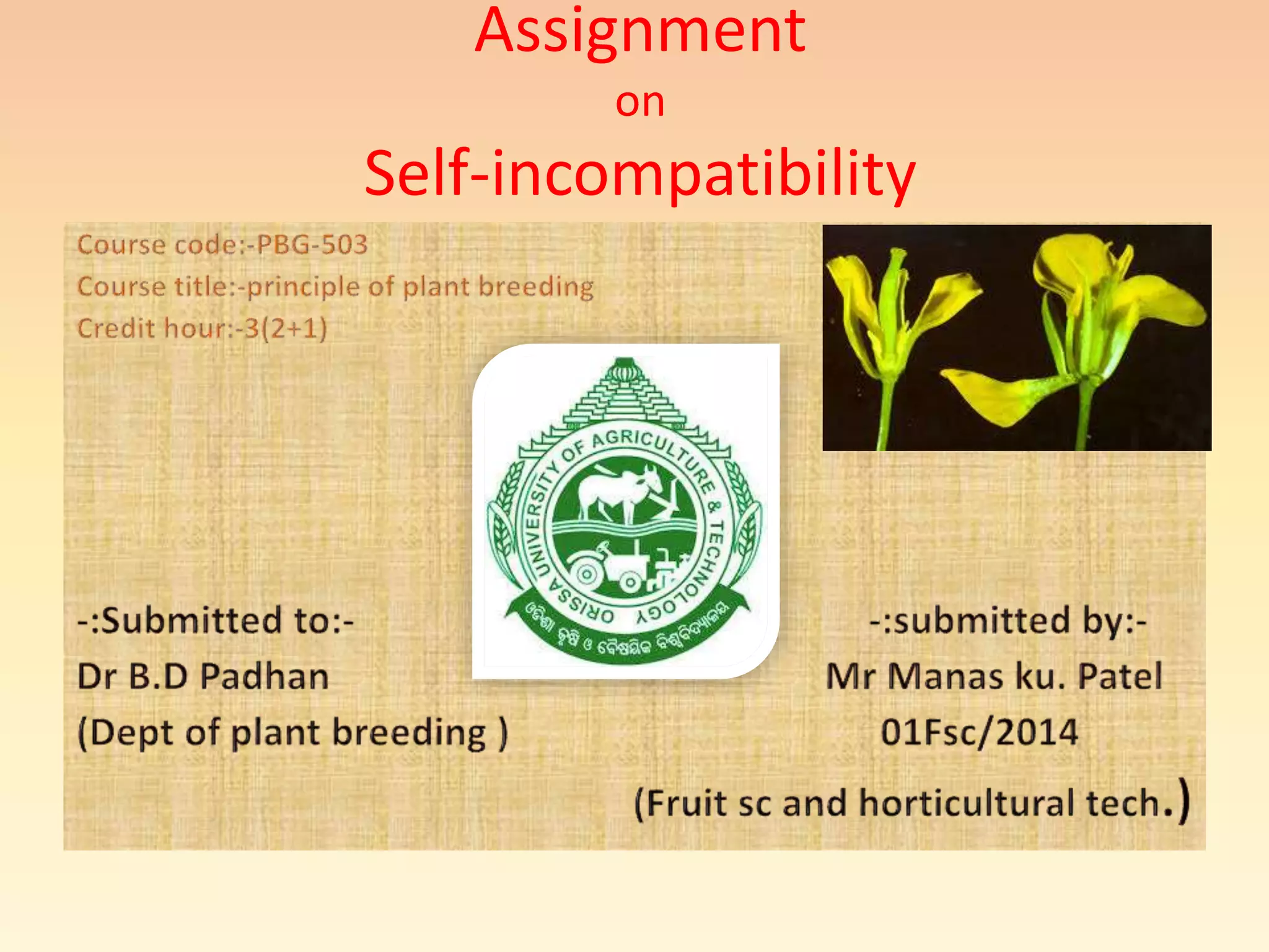 Self incompatibility ppt | PPTX