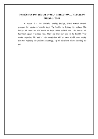 Self instructional module on perineal tear | DOCX