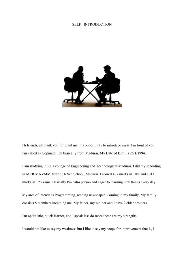 Self Intro Sample | PDF