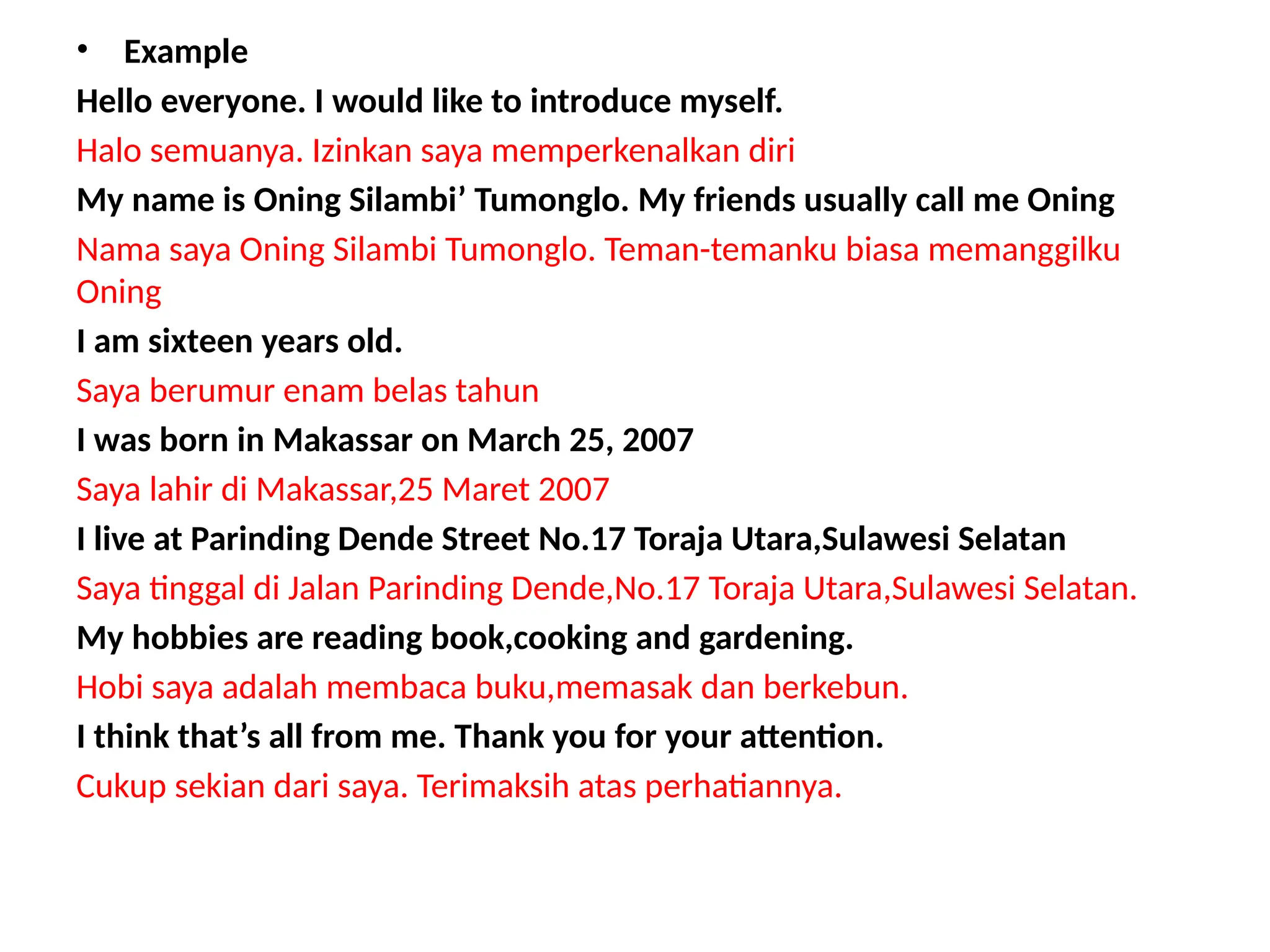 SELF INTRODUCTION.pptx by me perkenalan diri | PPTX