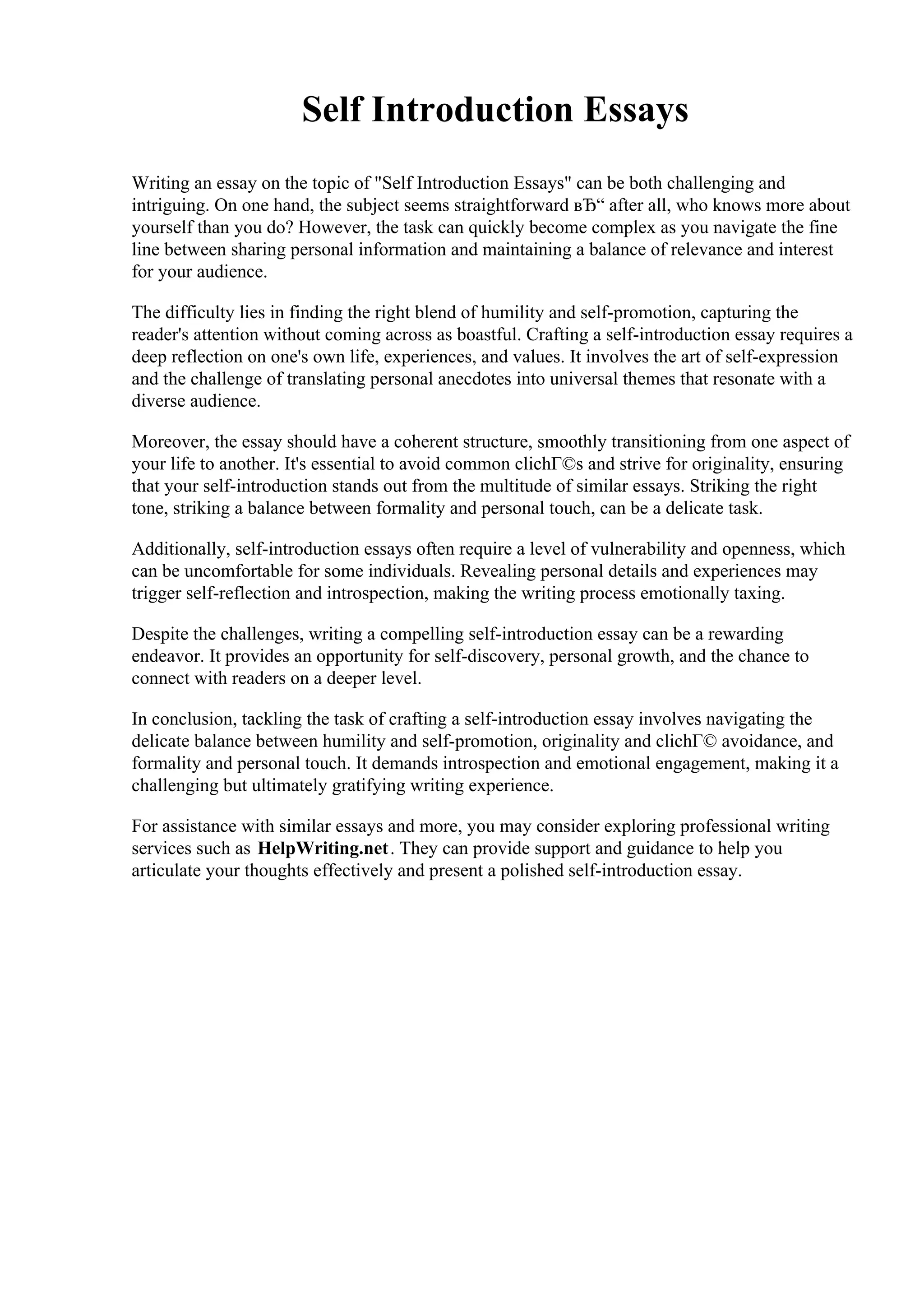 Self Introduction Essays.pdf Self Introduction Essays.pdf