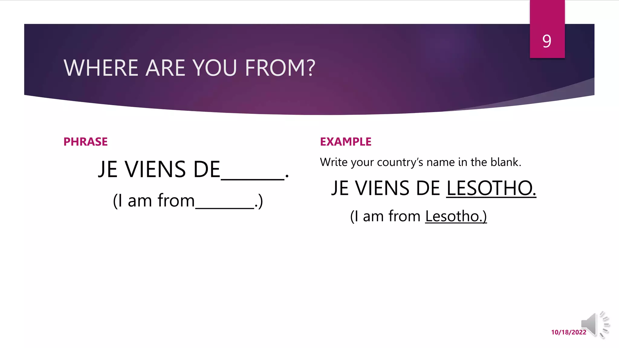 SELF INTRODUCTION IN FRENCH | PPTX