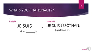 SELF INTRODUCTION IN FRENCH | PPTX