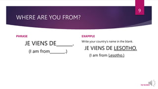 SELF INTRODUCTION IN FRENCH | PPTX