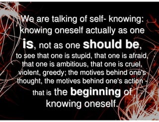 Self Knowing - Jiddu Krishnamurti | PDF | Hinduism | Religion ...