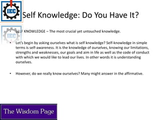 Self knowledge | PPTX
