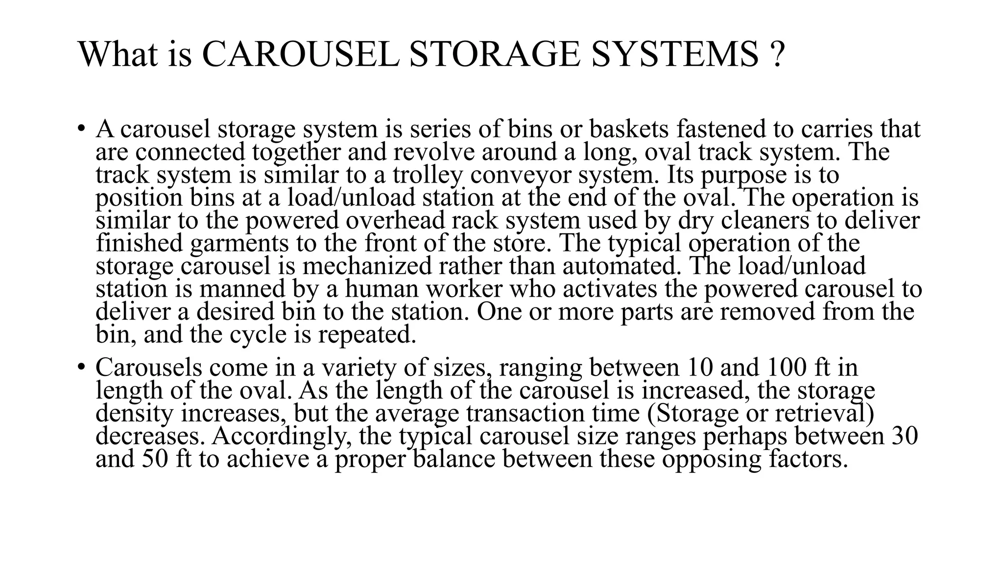 CAROUSEL STORAGE SYSTEMS (AUTOMATION IN PRODUCTION ) | PPTX