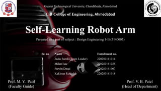 Self Learning Robot-Arm-de all basice AI,Kinematics | PPTX | Robotics | Technology & Computing