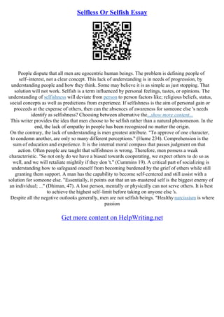 Selfless Service Essay | PDF