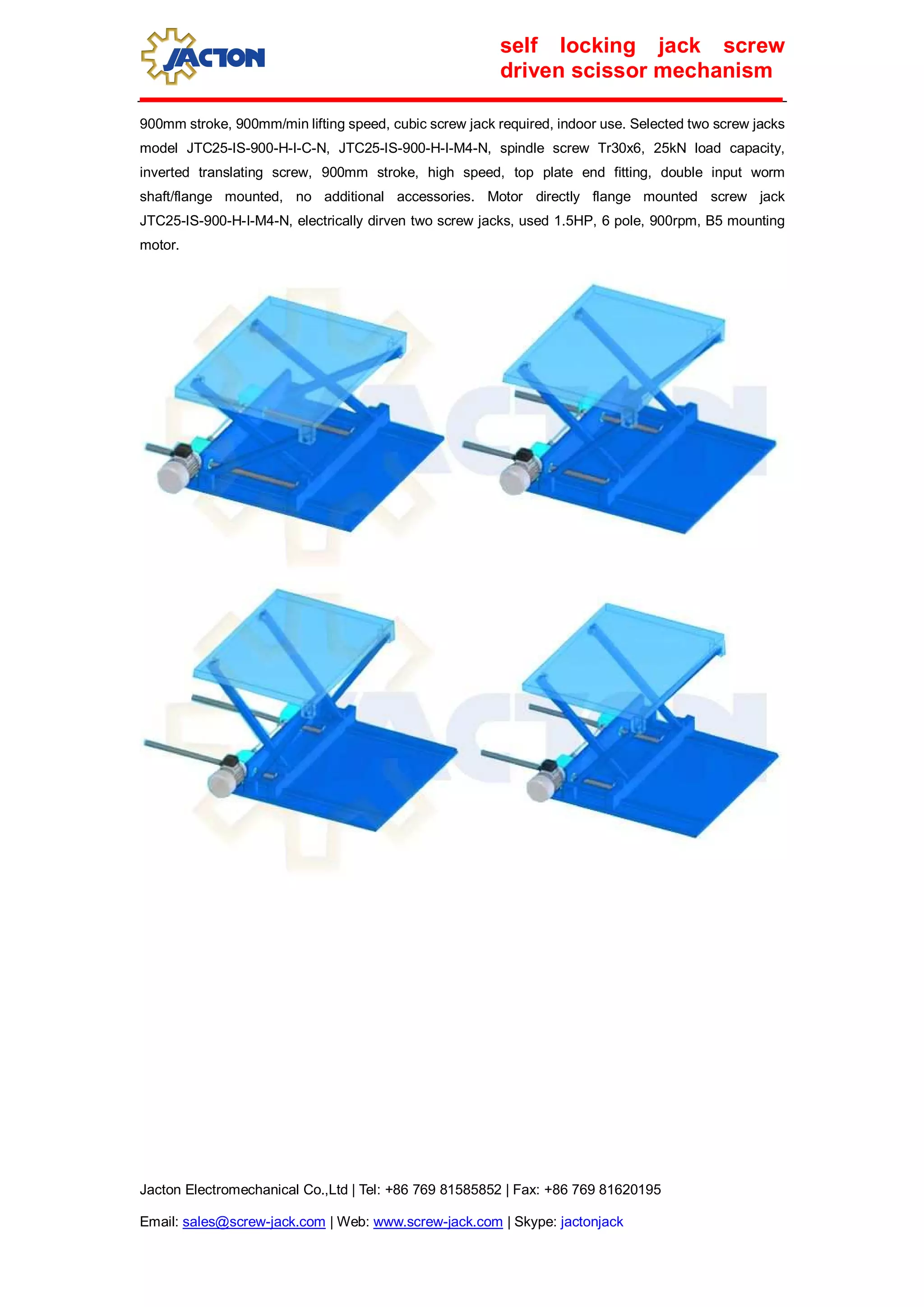 Self locking jack screw driven scissor mechanism, worm gear screw jack ...