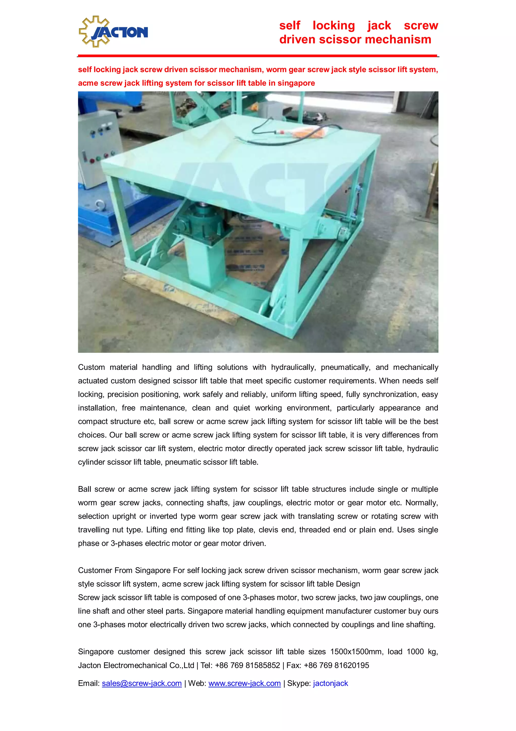 Self locking jack screw driven scissor mechanism, worm gear screw jack ...