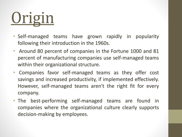Self Managed Teams | PPTX | Executive Leadership & Management | Business