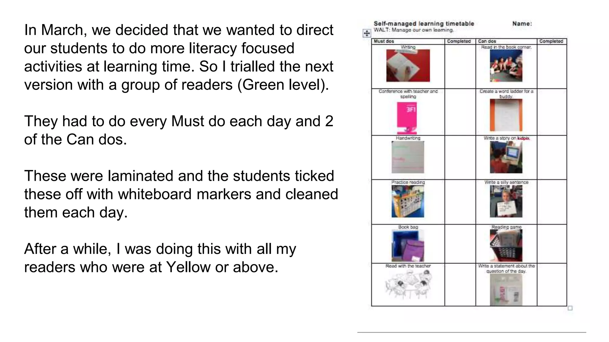 Self managed timetables. | PPT