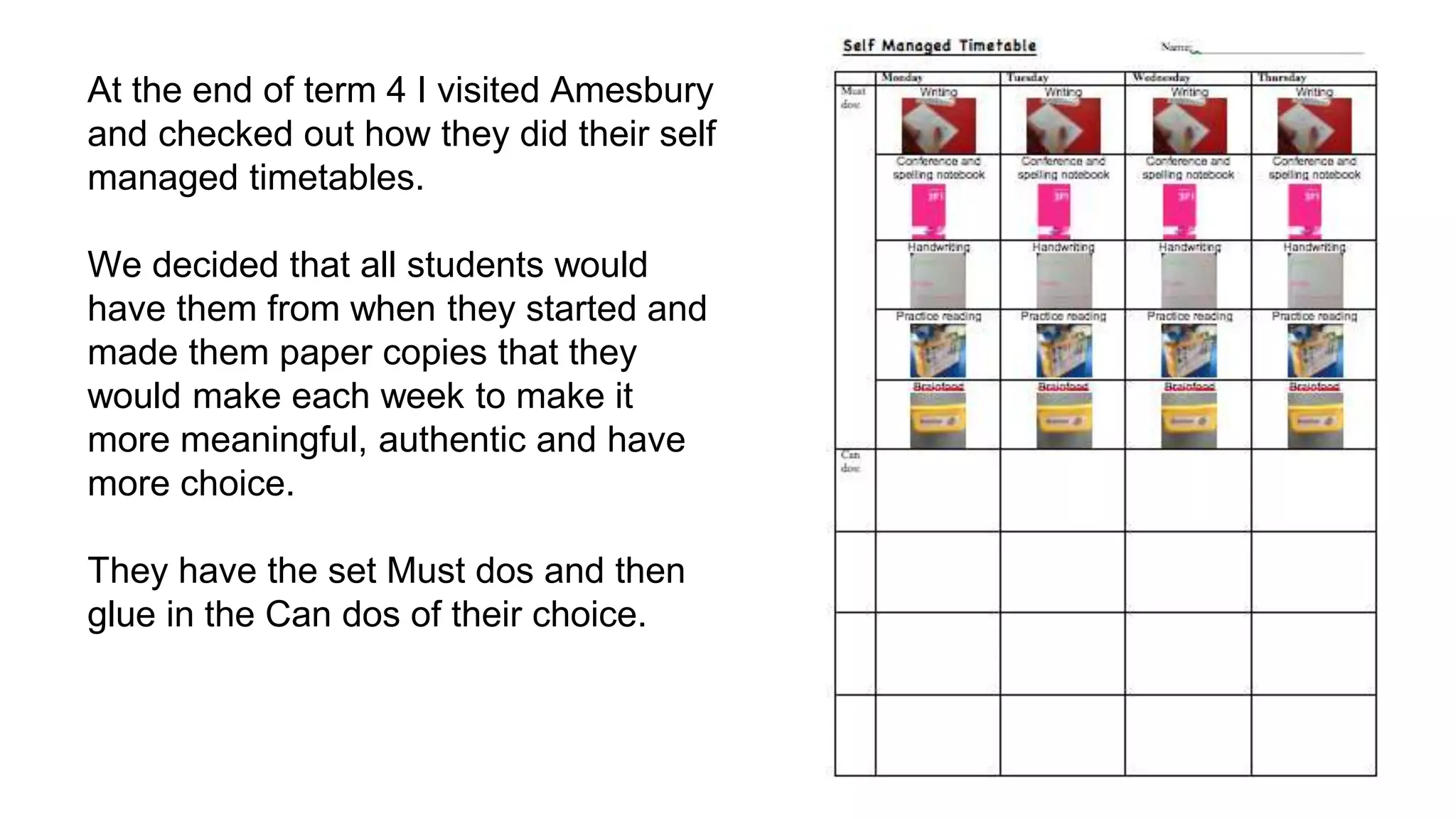 Self managed timetables. | PPT