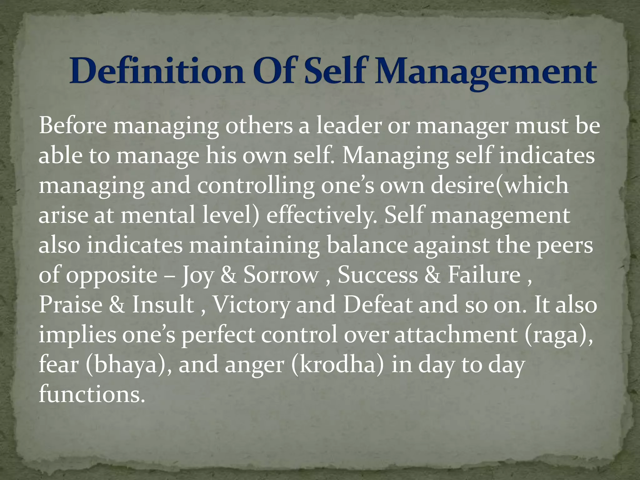 Self management | PPTX