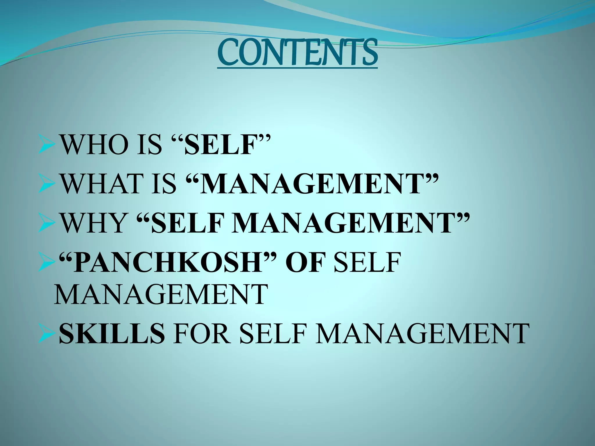 Self management ppt | PPTX