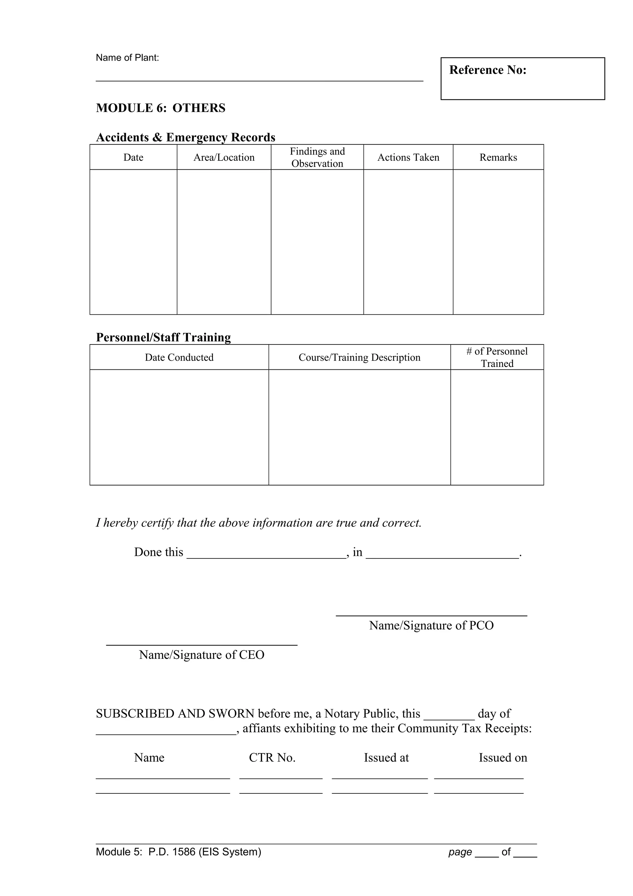 DENR Self monitoring report (SMR) Quarterly Report Form | DOC