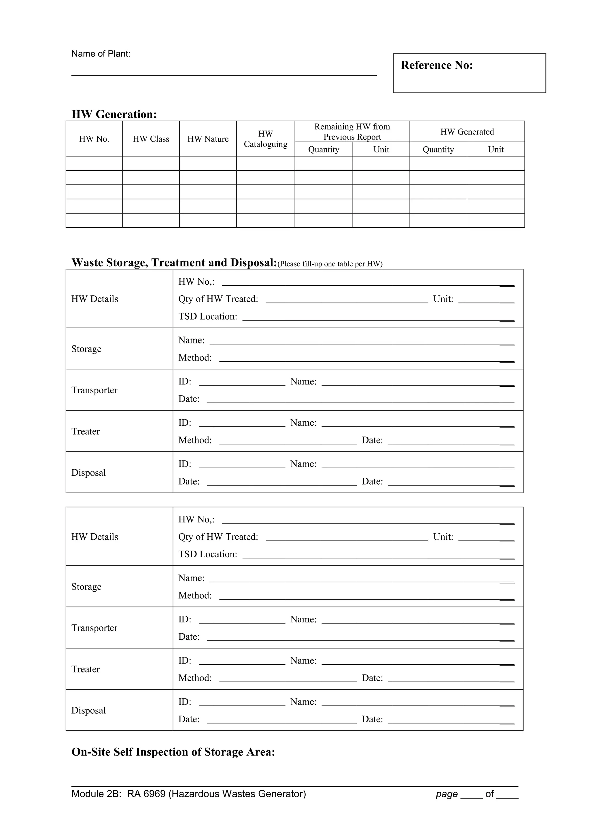 DENR Self monitoring report (SMR) Quarterly Report Form | DOC