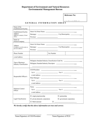 DENR Self monitoring report (SMR) Quarterly Report Form | DOC