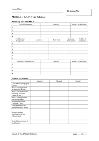 DENR Self monitoring report (SMR) Quarterly Report Form | DOC