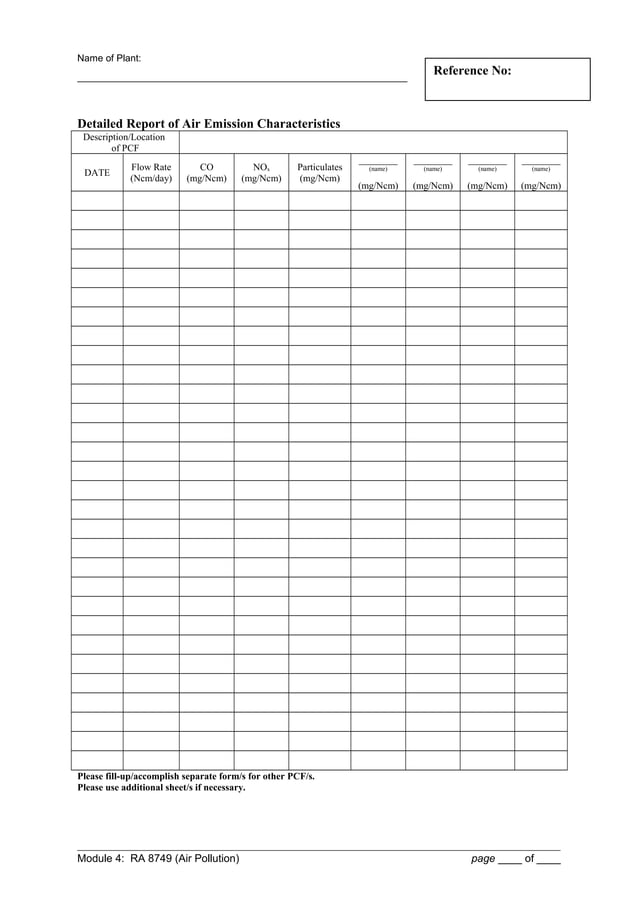 DENR Self monitoring report (SMR) Quarterly Report Form | DOC
