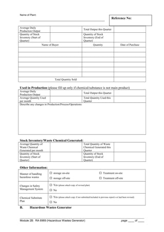 DENR Self monitoring report (SMR) Quarterly Report Form | DOC