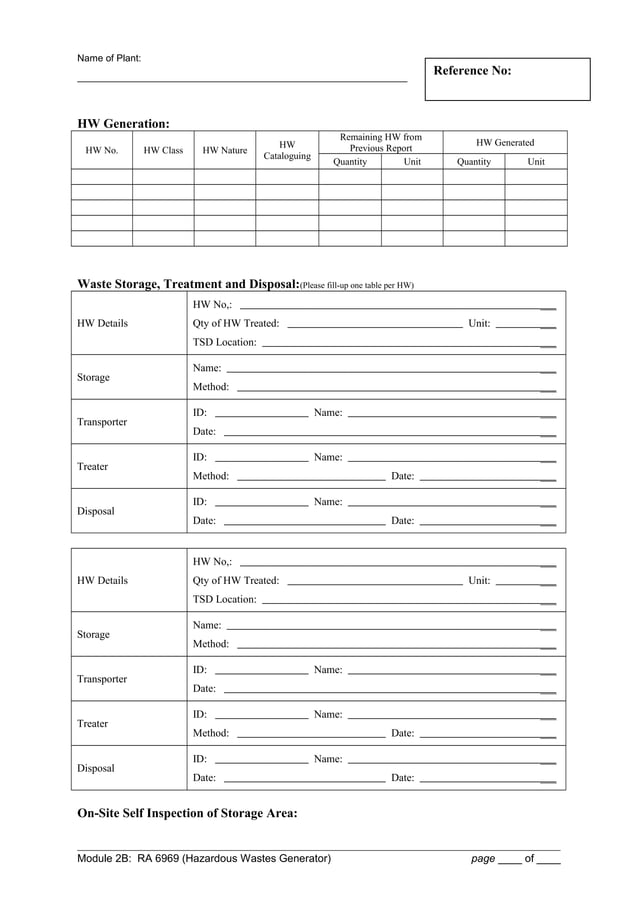DENR Self monitoring report (SMR) Quarterly Report Form | DOC