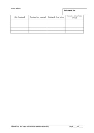 DENR Self monitoring report (SMR) Quarterly Report Form | DOC