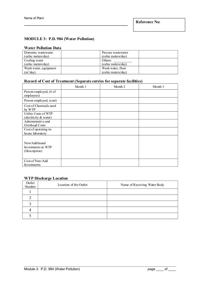 DENR Self monitoring report (SMR) Quarterly Report Form