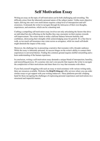 Self Motivation Essay. 018 Essay Example About Thatsnotus | PDF