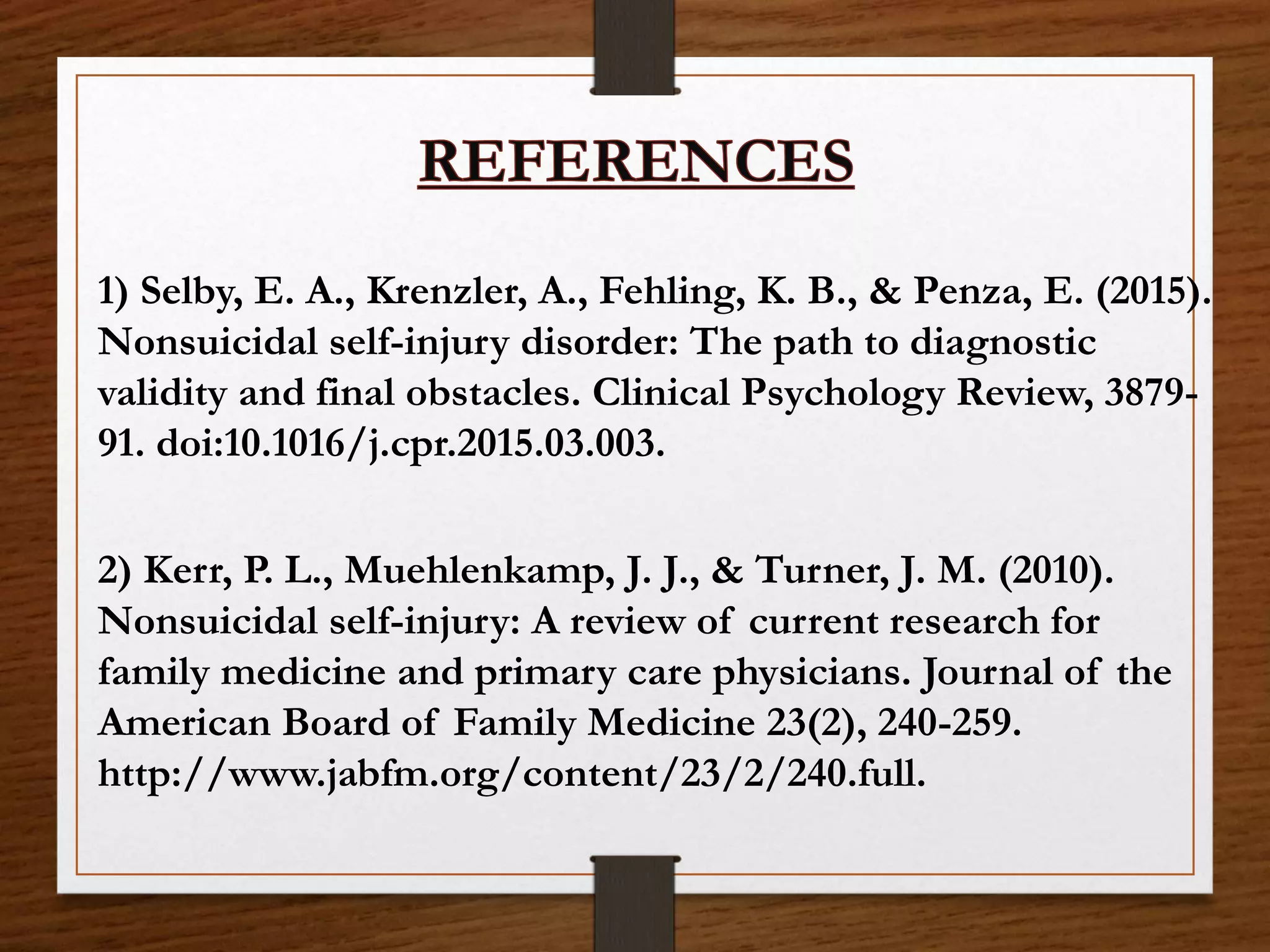 Self mutilation | PPTX