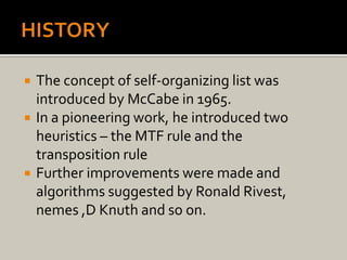 Self organising list | PPTX