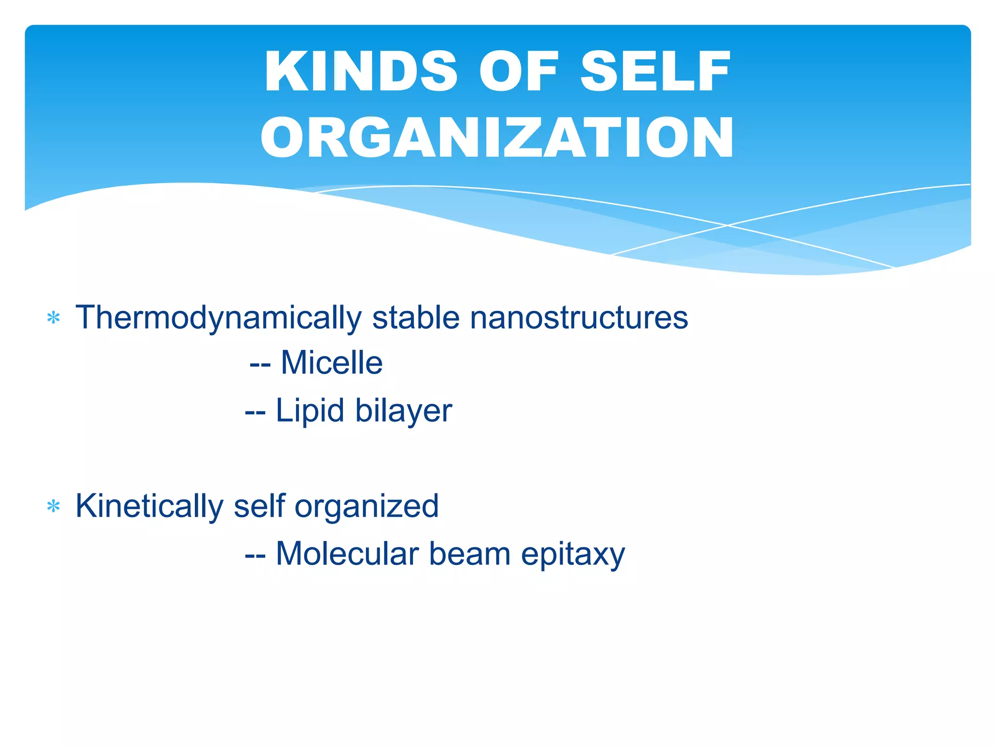 Self organization of nanostructured materials | PPTX