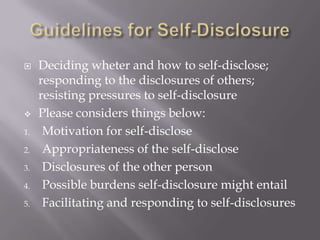Self & perception in interpersonal communication (chap 3 & 4) | PPTX
