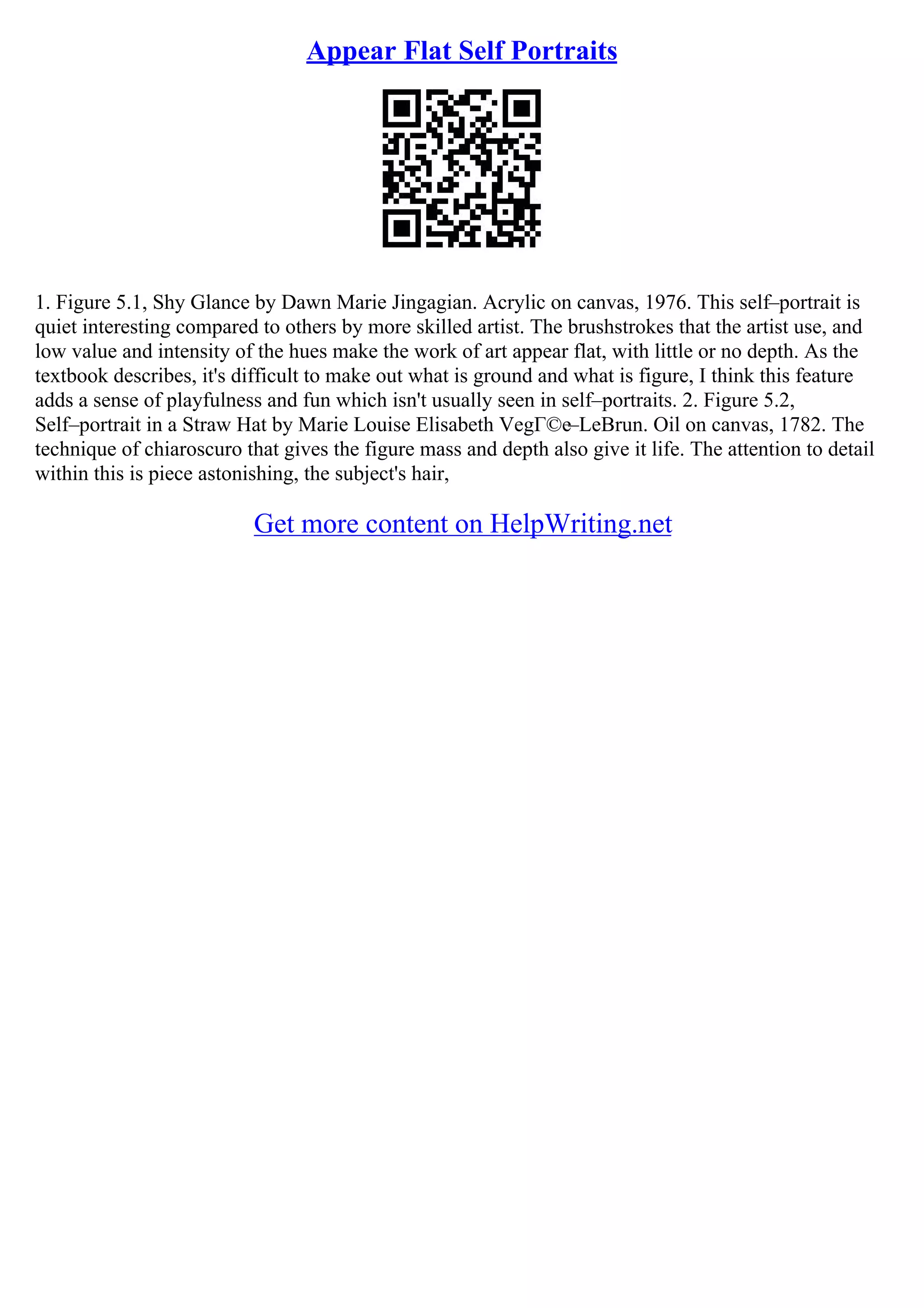 Self Portrait Essay Example | PDF | Parenting Teens | Parenting