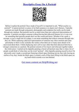 Self Portrait Essay Example | PDF
