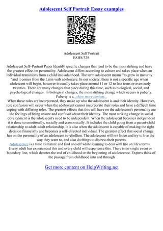 Self Portrait Essay Example | PDF | Parenting Teens | Parenting