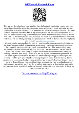 Self Portrait Essay Example | PDF