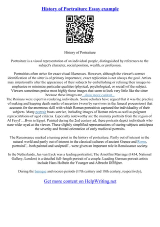 Self Portrait Essay Example | PDF