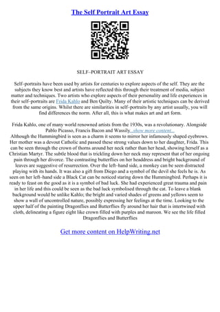 Self Portrait Essay Example | PDF