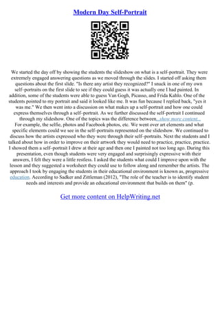 Self Portrait Essay Example | PDF