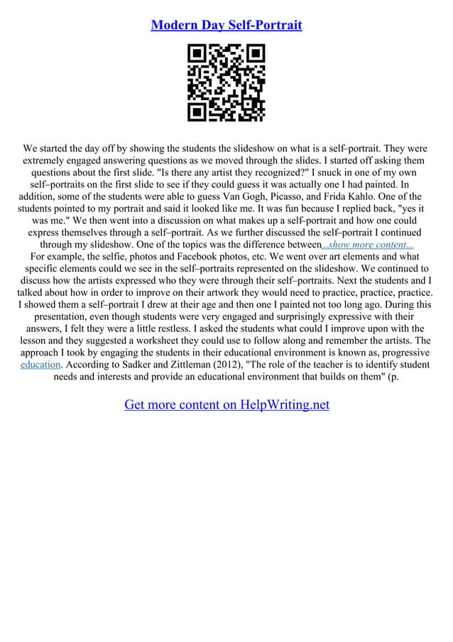 Self Portrait Essay Example | PDF | Parenting Teens | Parenting