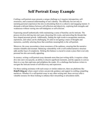 Self Portrait Essay Example. University of Valley Forge | PDF